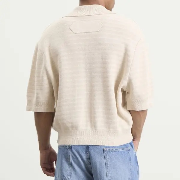 Jacquemus Chevron Cotton Silk Knit Polo Shirt