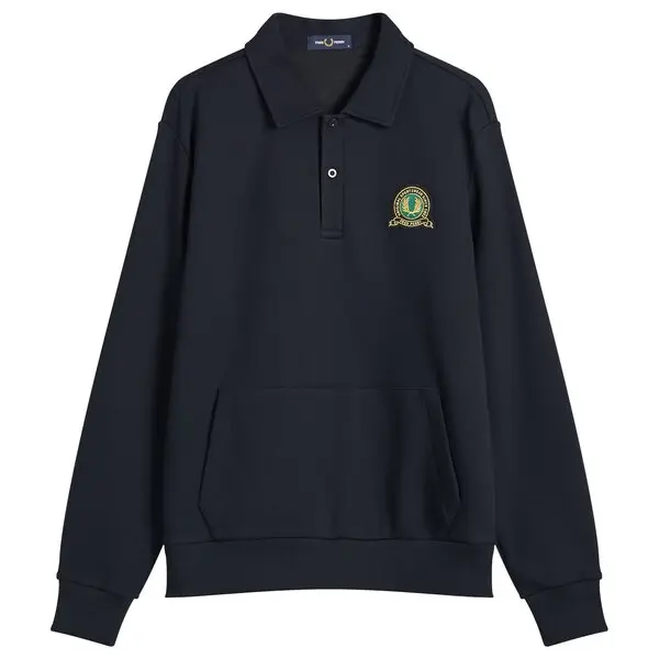 Fred Perry Tennis Badge Collared Sweatshirt - Navy