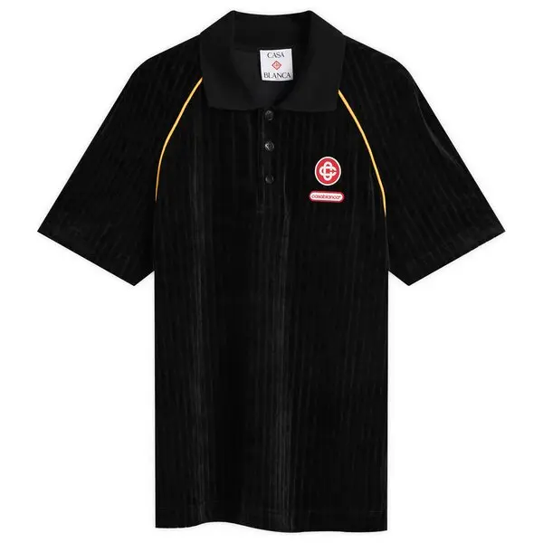 Casablanca Rib Velour Raglan Polo - Black