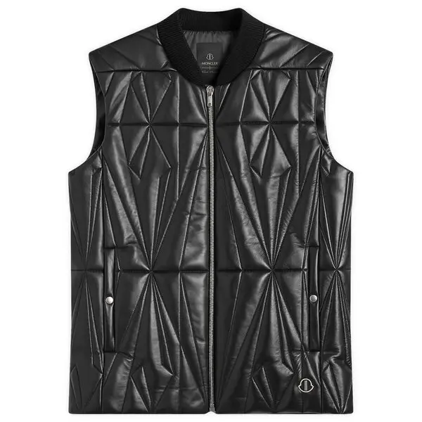 Rick Owens X Moncler Geocamo Flight Leather Vest - Black