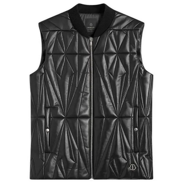 Rick Owens X Moncler Geocamo Flight Leather Vest - Black