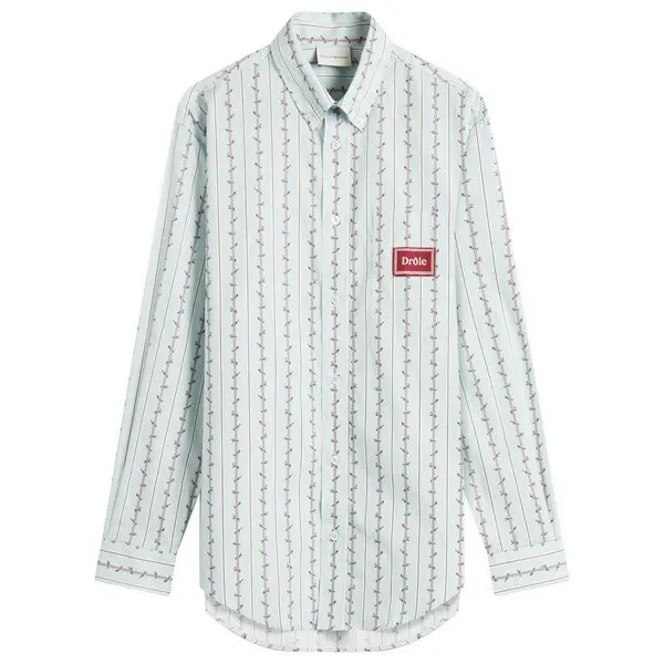 Drole De Monsieur Stripe Logo Shirt - Light Blue