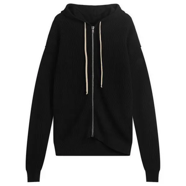 Rick Owens Zip Knitted Hoodie - Black