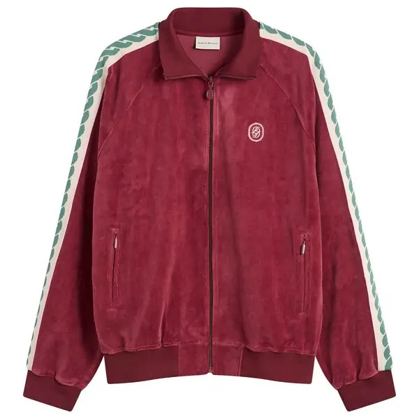 Drole De Monsieur Velvet Zip Jacket - Wine