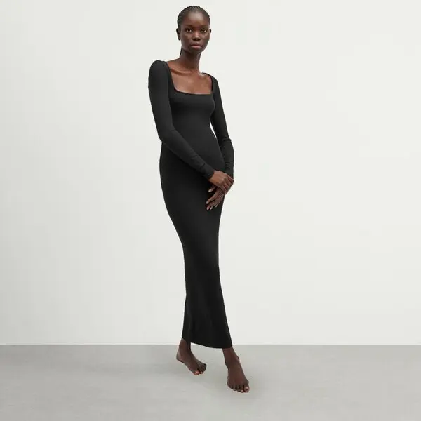 SKIMS Soft Lounge Long Sleeve Maxi Dress - Onyx