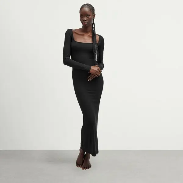 SKIMS Soft Lounge Long Sleeve Maxi Dress - Onyx