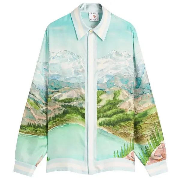 Casablanca Classic Long Sleeve Patterned Silk Shirt - Blue