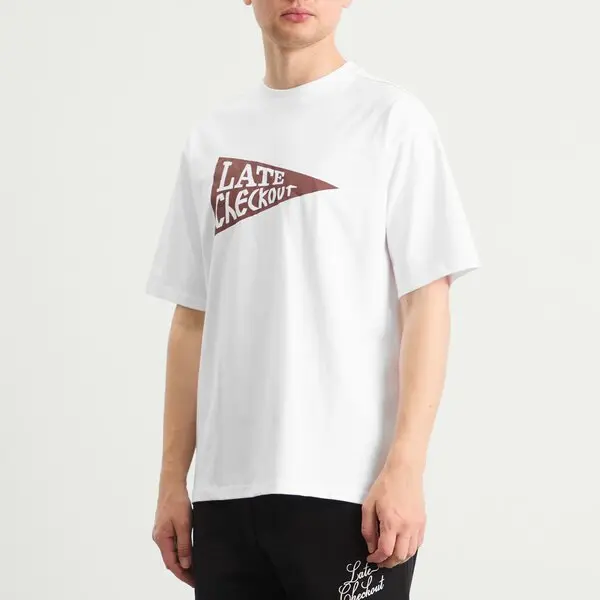 LATE CHECKOUT Burgundy Flag Tee