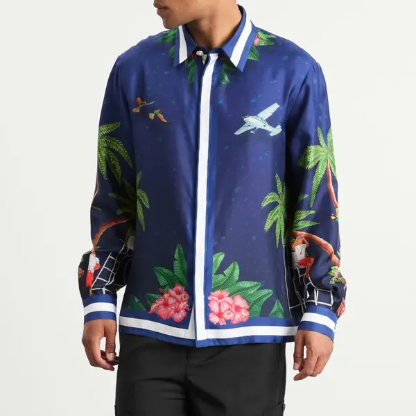 Casablanca Classic Long Sleeve Patterned Silk Shirt