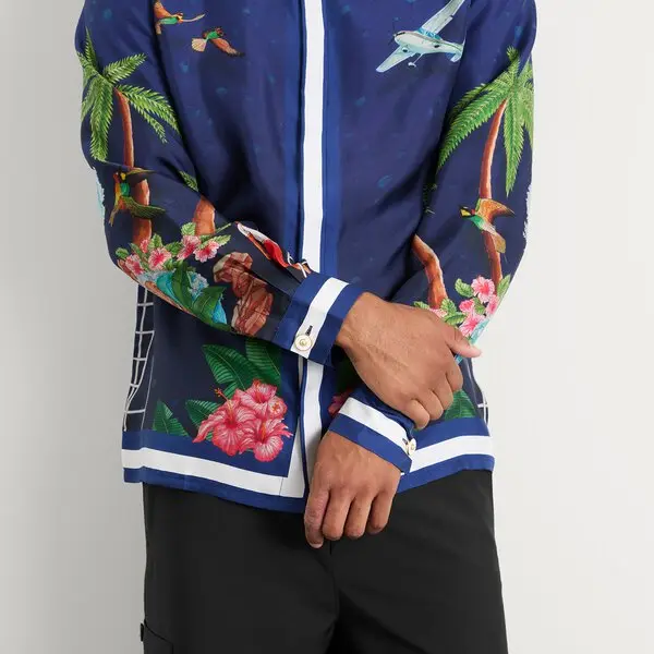 Casablanca Classic Long Sleeve Patterned Silk Shirt
