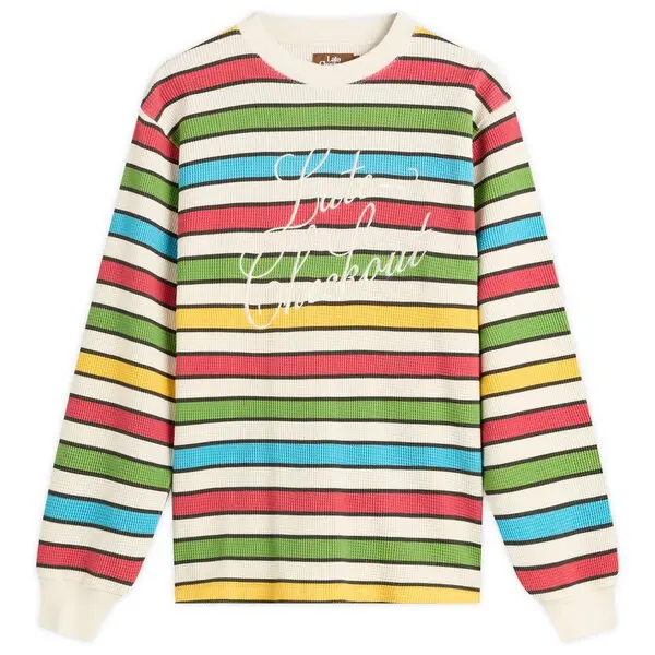 LATE CHECKOUT Script Waffle L/s Tee - Multicolour
