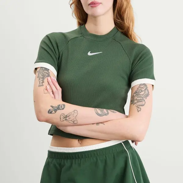 Nike Ribbed Cropped Top With Contrast Hems