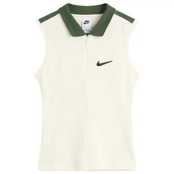 Nike Ribbed Fitted Tank Top With Zip Closure - Sail/fir