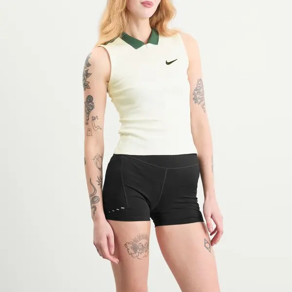 Nike Ribbed Fitted Tank Top With Zip Closure - Sail/fir