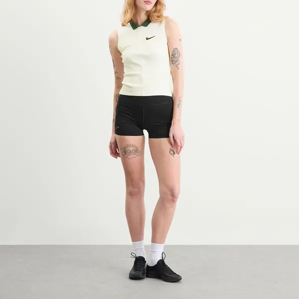 Nike Ribbed Fitted Tank Top With Zip Closure - Sail/fir