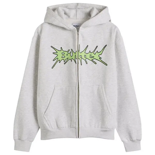 BUTTER GOODS Nail Logo Zip Hoodie - Ash