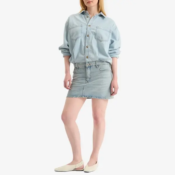 Good American Denim Shirt Dress With Vintage Wash