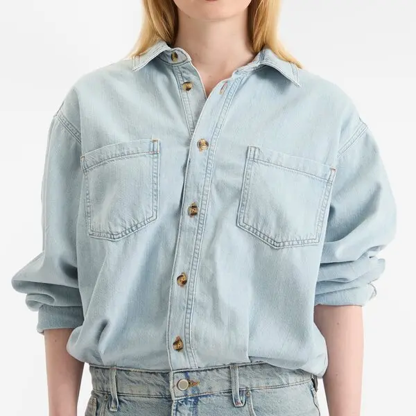 Good American Denim Shirt Dress With Vintage Wash