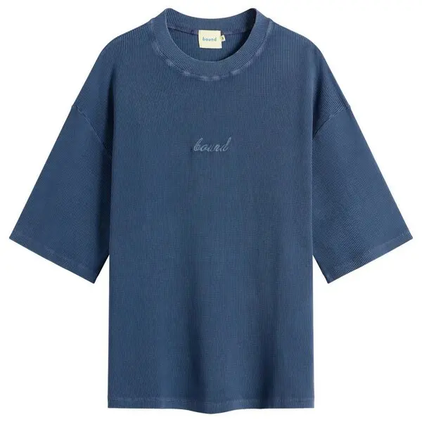 BOUND Acid Wash Organic Waffle T-shirt - Navy