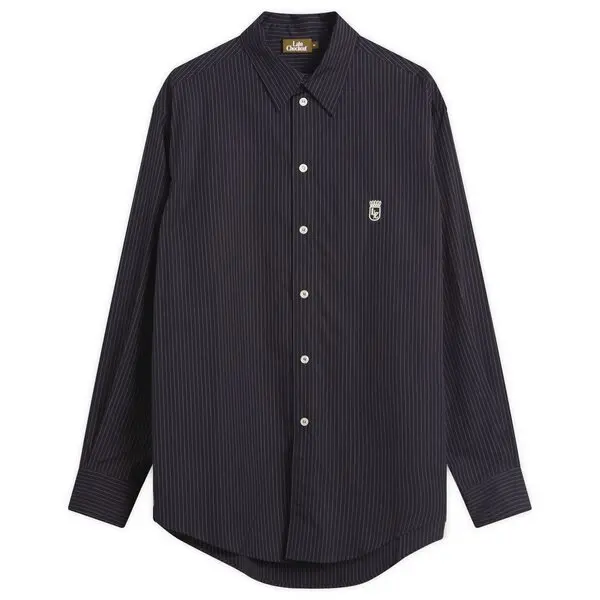 LATE CHECKOUT Pinstripe Western Shirt - Navy