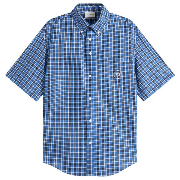 Drole De Monsieur Short Sleeve Check Shirt - Blue