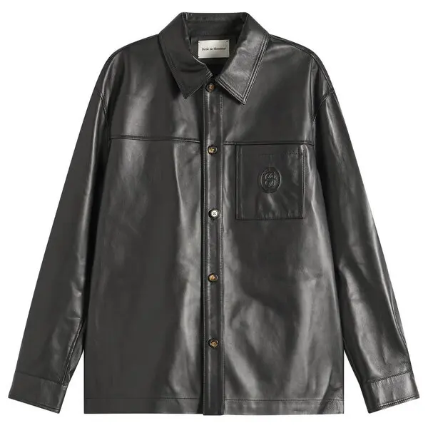 Drole De Monsieur D Ornament Leather Shirt - Black