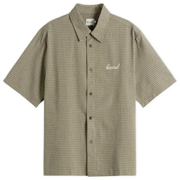 BOUND Gingham Cropped Shirt - Olive
