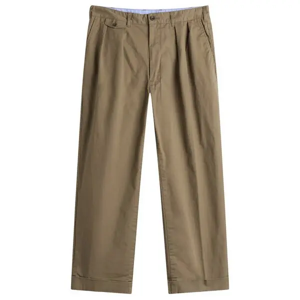 BEAMS 2 Pleat Chino - Olive