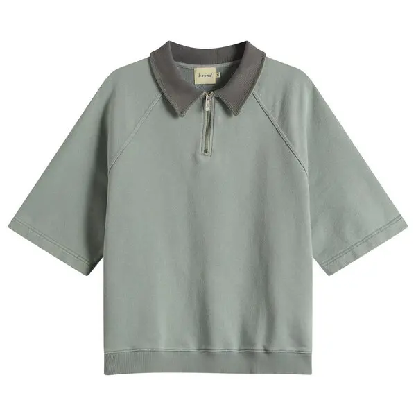BOUND Snow Wash Jersey Half Zip Polo - Light Blue