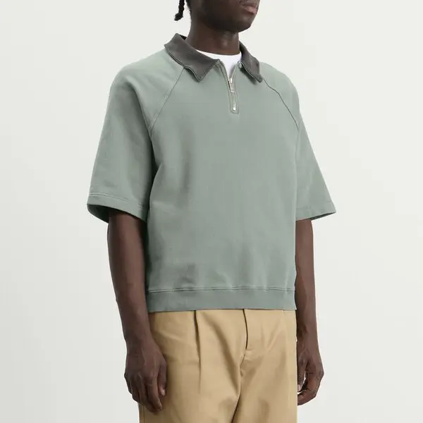 BOUND Snow Wash Jersey Half Zip Polo - Light Blue