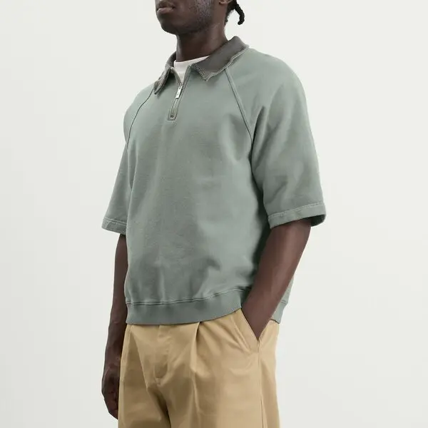 BOUND Snow Wash Jersey Half Zip Polo - Light Blue