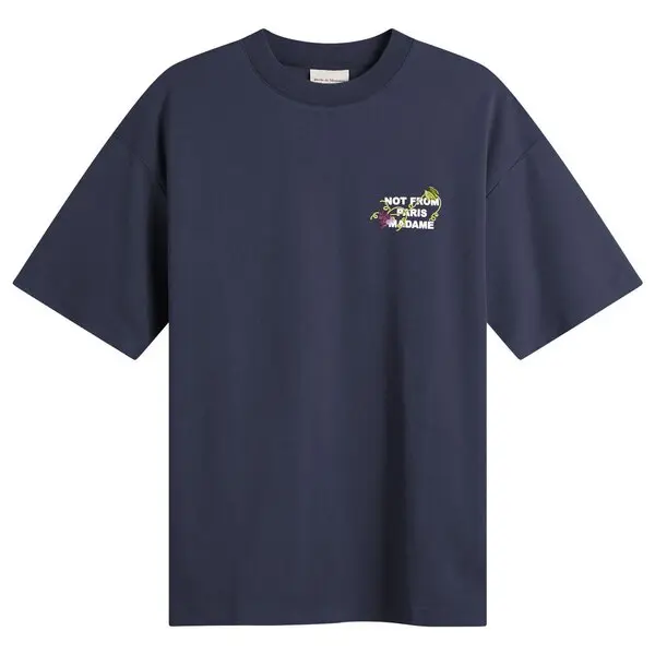 Drole De Monsieur Vine Embroidered Slogan T-shirt - Navy