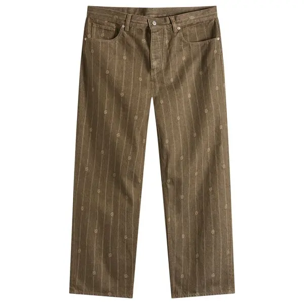 Drole De Monsieur Monogram Baggy Jeans - Brown
