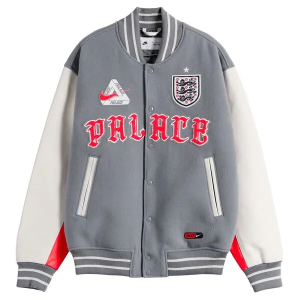 Nike X Palace England Varsity Jacket - Grey
