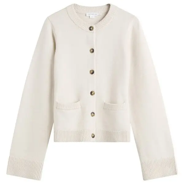 Good American Button Front Knit Cardigan - Vanilla