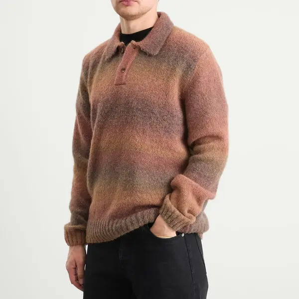 PALMES Alpaca Long Sleeve Knit Polo