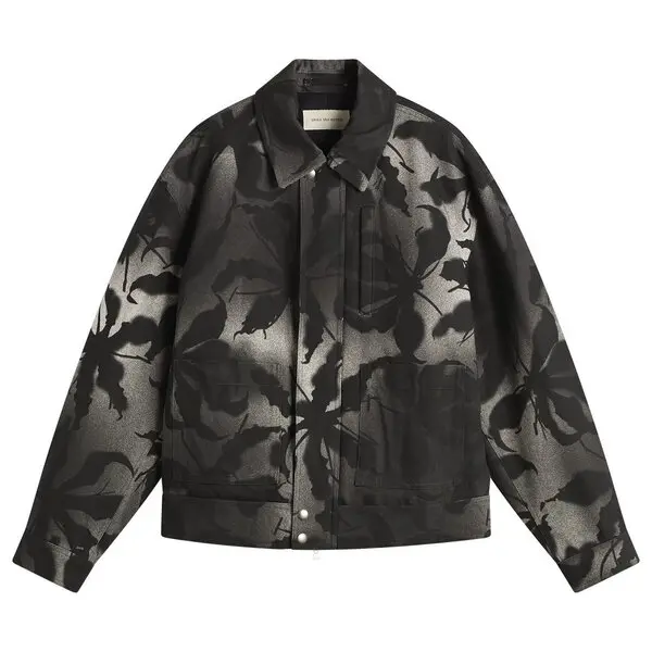 Dries Van Noten Spray Flower Print Cotton Jacket - Black