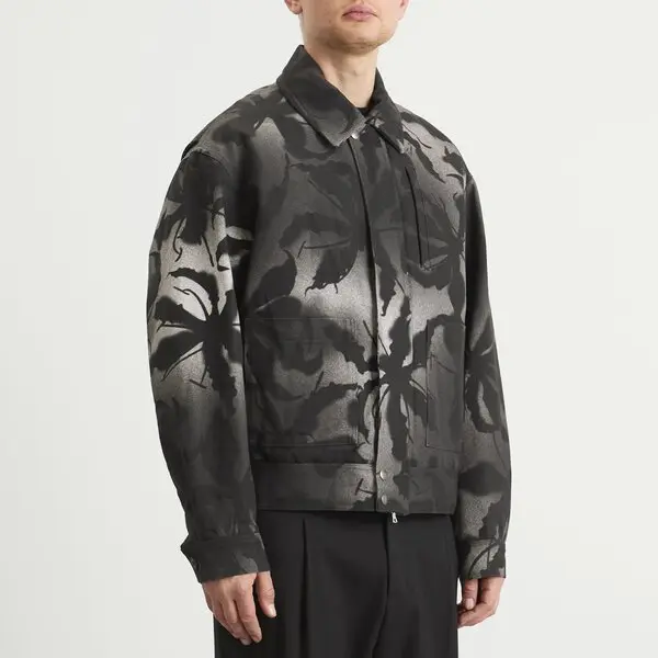 Dries Van Noten Spray Flower Print Cotton Jacket