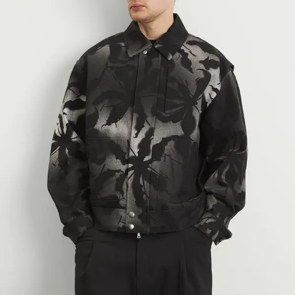 Dries Van Noten Spray Flower Print Cotton Jacket