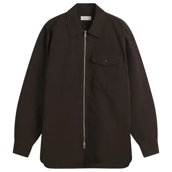 Dries Van Noten Overdyed Double Weave Cotton Shirt Jacket - Brown