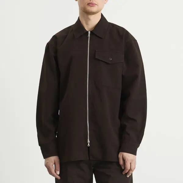 Dries Van Noten Overdyed Double Weave Cotton Shirt Jacket - Brown