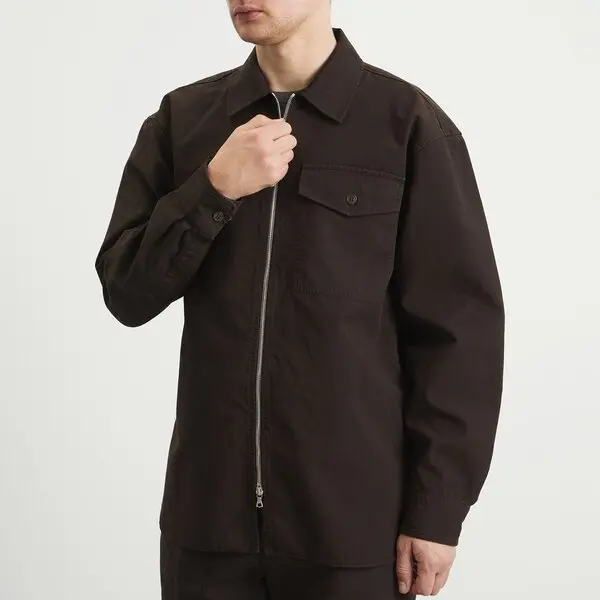 Dries Van Noten Overdyed Double Weave Cotton Shirt Jacket - Brown