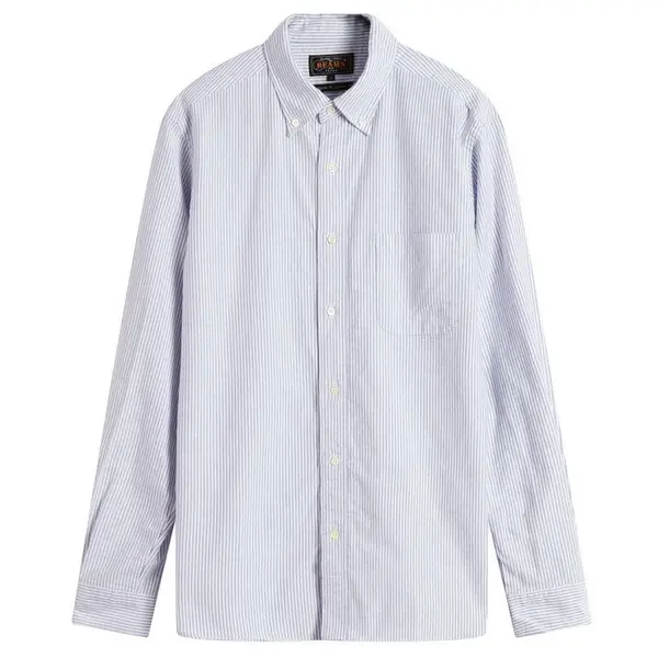 BEAMS Button Down Candy Stripe Shirt - Blue