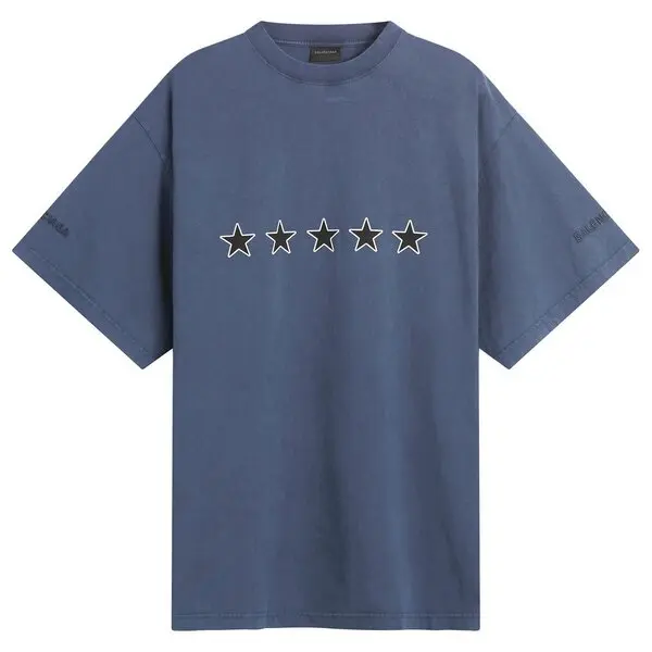Balenciaga Top Rating Printed T-shirt - Washed Navy