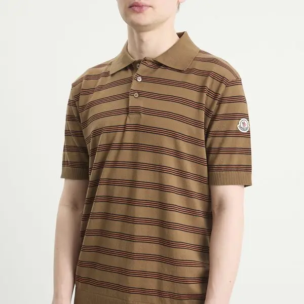 Moncler Stripe Short Sleeve Knitted Polo