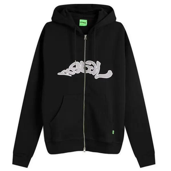 POSTAL Trip Applique Zip Hoodie - Black