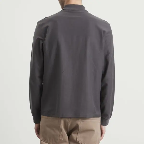 PALMES Lace Long Sleeve Zip Polo - Charcoal