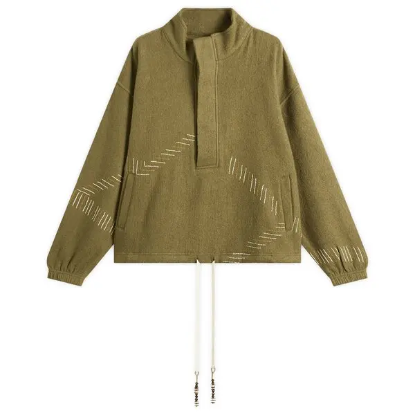 KARTIK RESEARCH Beaded Kaza Jacket - Moss/ecru/yellow