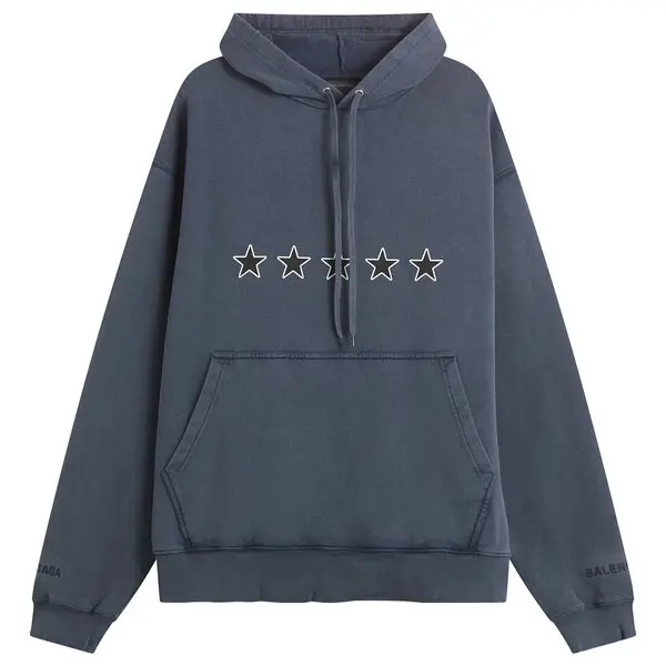 Balenciaga Top Rating Printed Hoodie - Washed Navy
