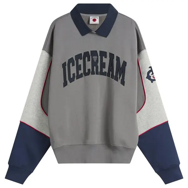 ICECREAM Collared Warm-up Sweatshirt - Grey